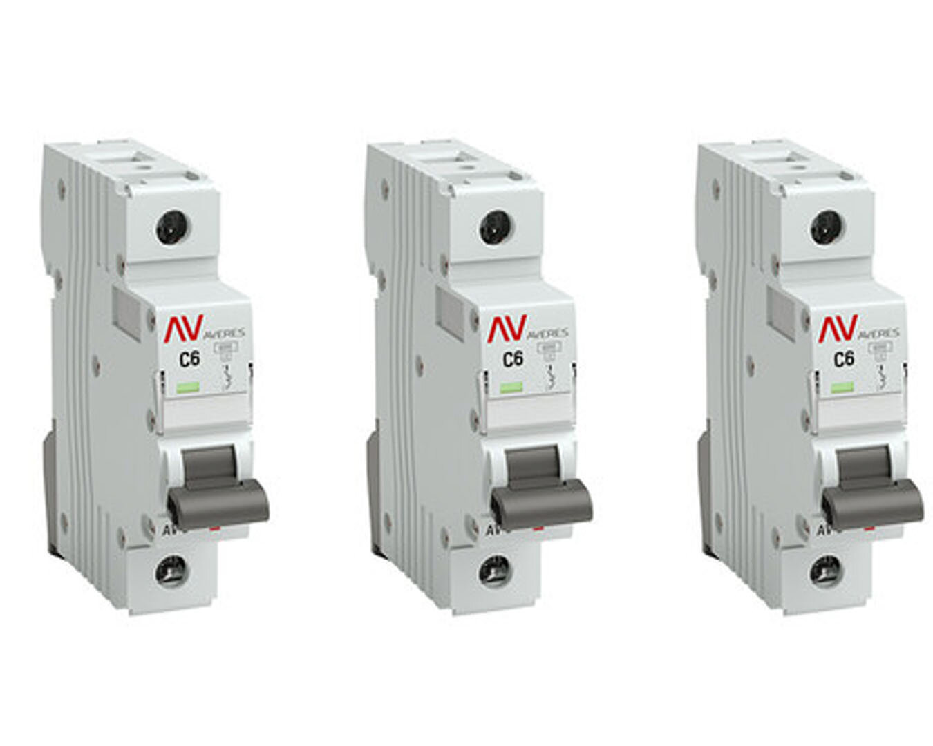 Автоматический выключатель EKF Averes AV-6 (mcb6-1-06C-av) 1P 6А тип АС 6 кА 400 В на DIN-рейку (3 шт.)