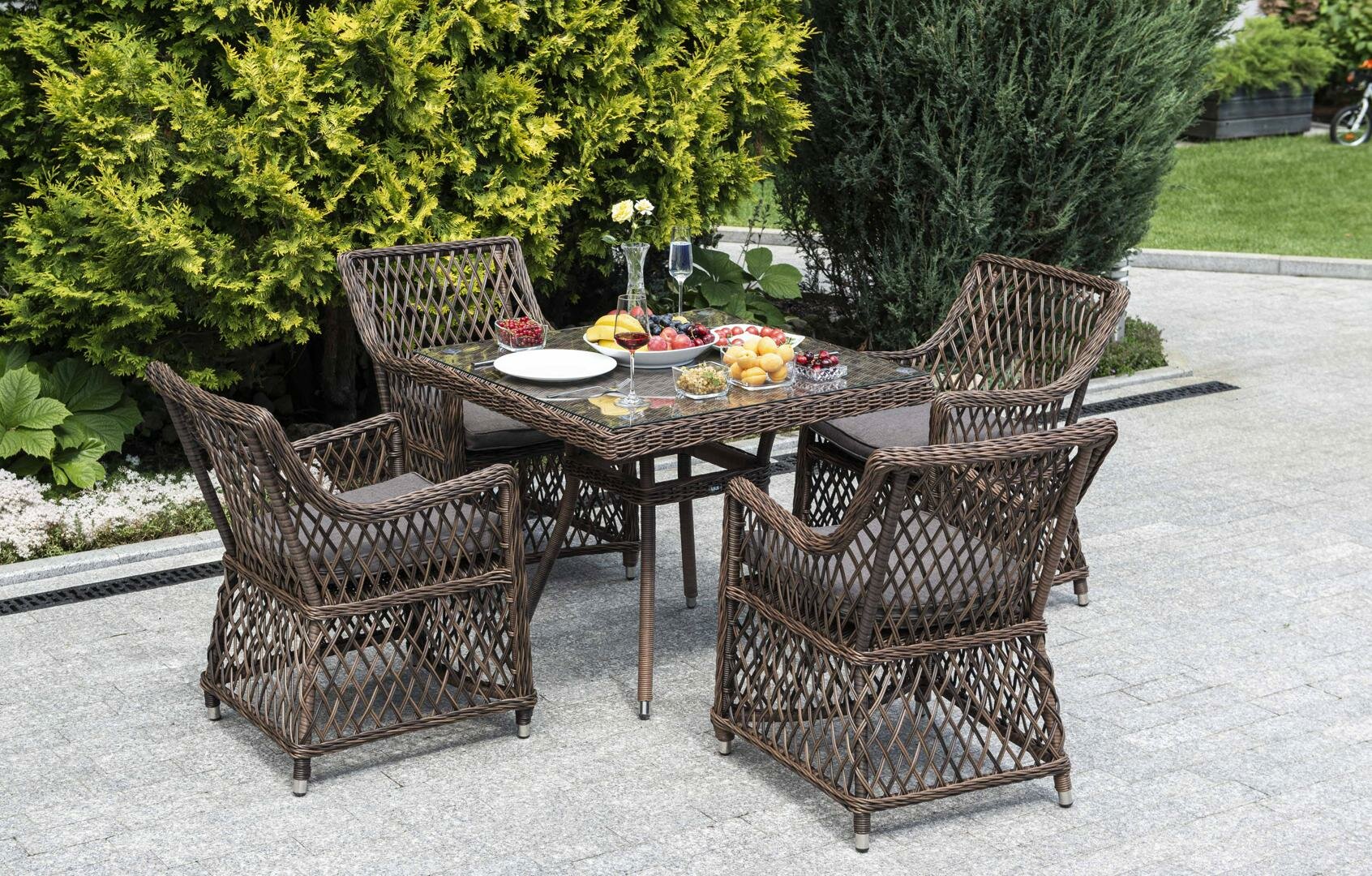 Обеденная группа 4SIS "Айриш" обеденная группа плетеная на 4 персоны, цвет коричневый арт. AC4T-5-SET brown