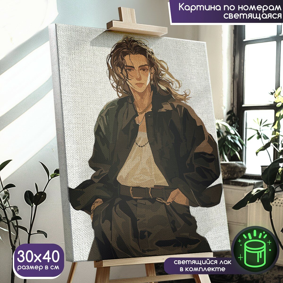 Картина по номерам светящаяся 30x40: аниме токийские мстители Кэйсукэ Бадзи (Баджи) - 1649 В