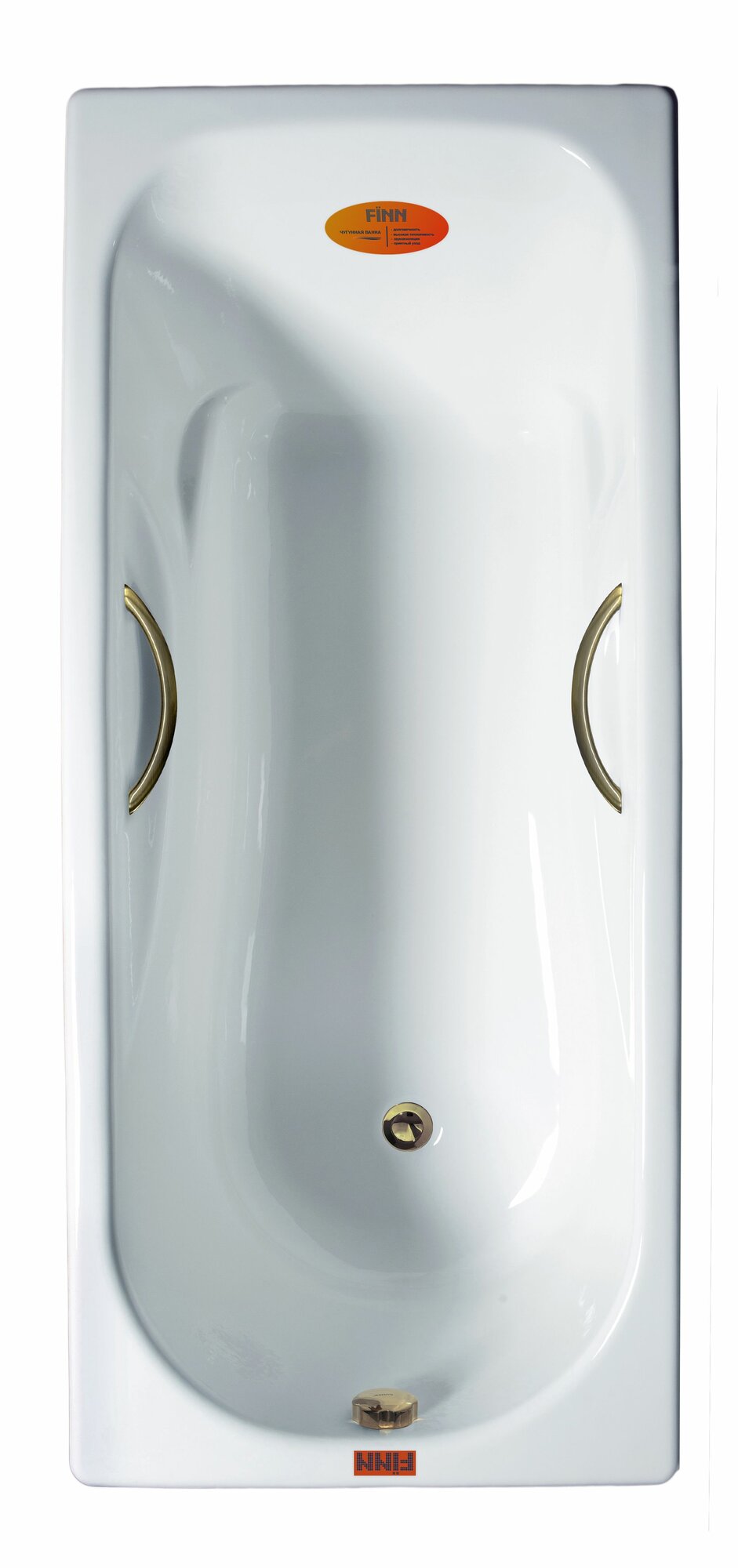 Чугунная ванна Finn Anatomic 170x75x42 с дугообразными бронзовыми ручками