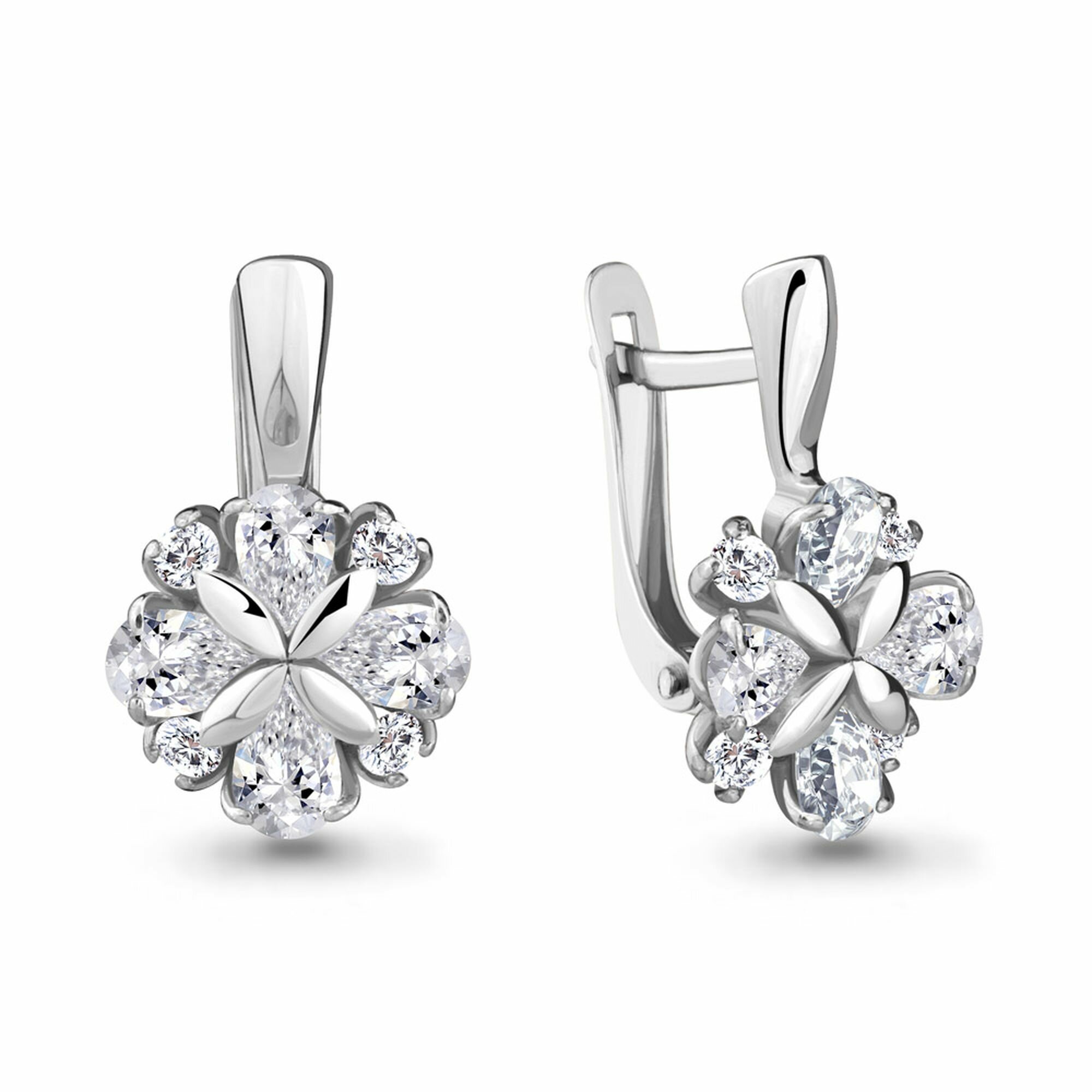 Серьги, серебро, 925 проба, родирование, фианит