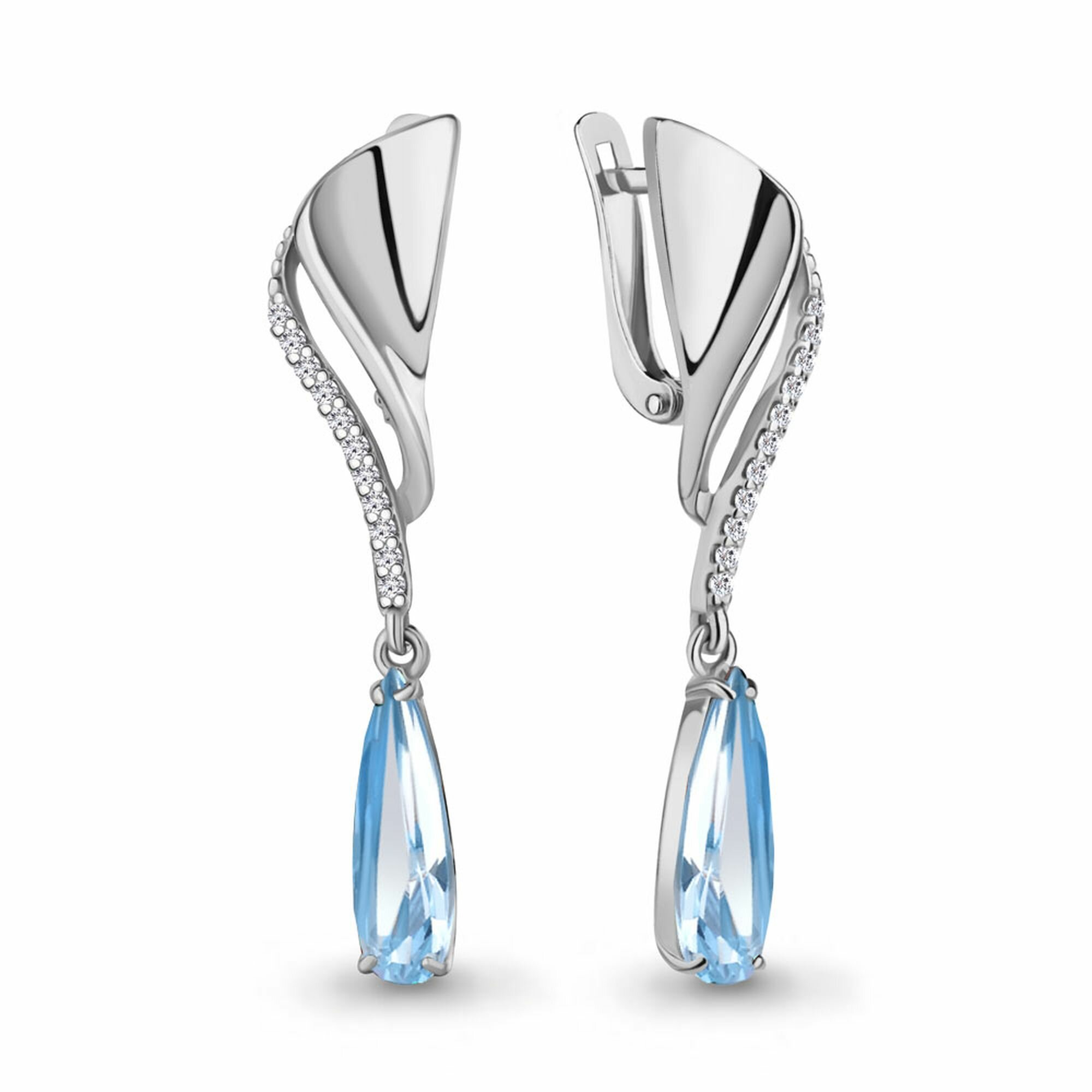 Серьги, серебро, 925 проба, родирование, фианит, турмалин