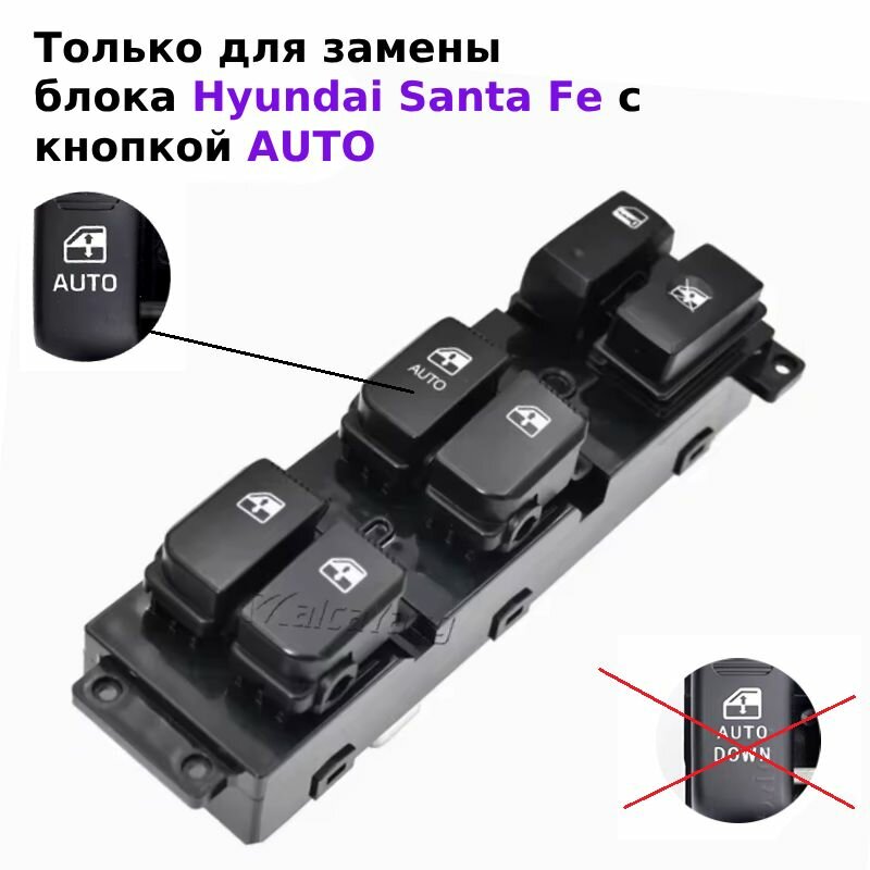 Блок кнопок управления стеклоподъемниками водительский для Hyundai Santa Fe 2 (CM)/ Хендай Санта Фе 2005-2012, 93570-2B000S4 / 935702B000S4