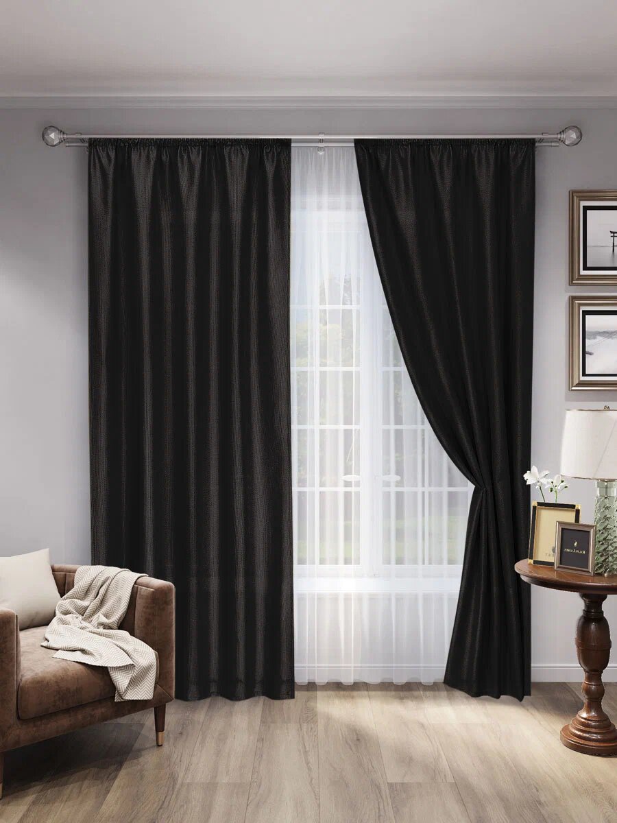 Плотные шторы рогожка димаут 200х260, комплект 2 Штуки