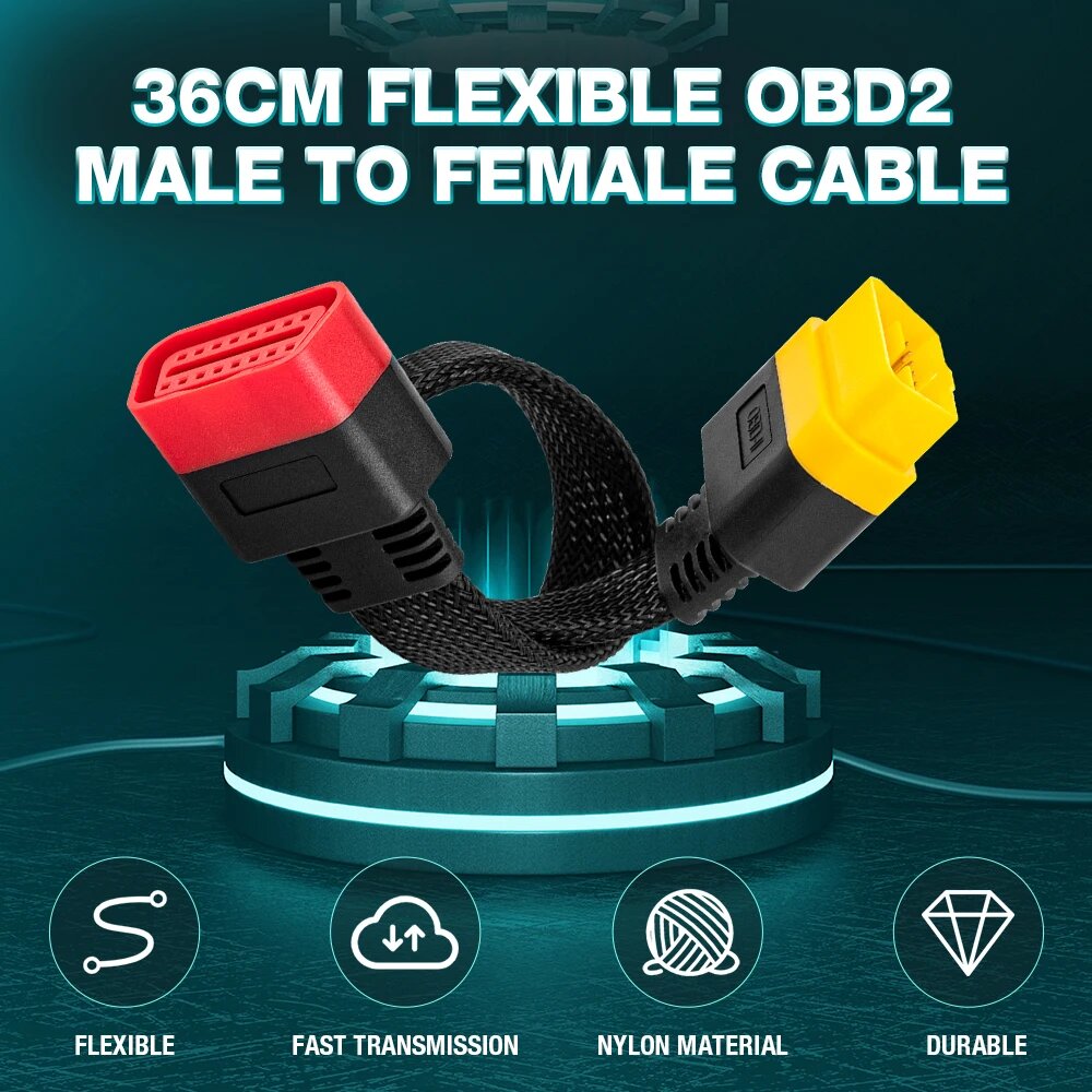 Универсальный 16-контактный удлинительный кабель OBDII для автомобилей OBD2 «папа-мама» удлинительный автомобильный диагностический кабель OBD — фото 1