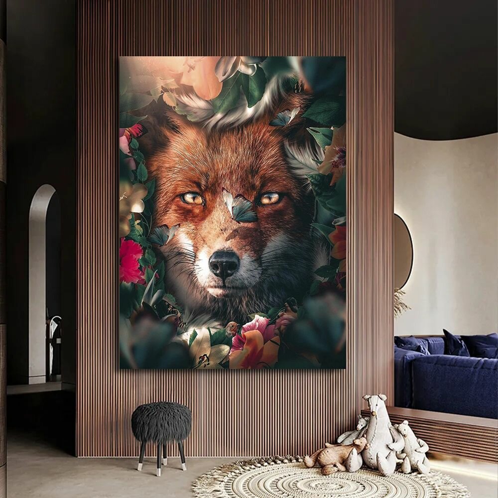 Картина Лиса в цветах, 40х60 см.