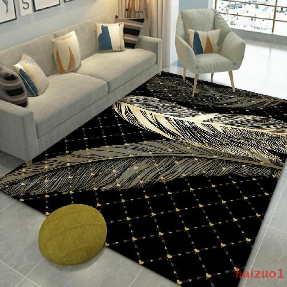 Гостиная с принтом из перьев ковер без ворса