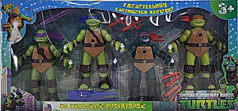 Teenage Mutant Ninja TURTLES набор фигурки Черепашки-Ниндзя 14 см с проектором 4 шт прямоуг. коробка