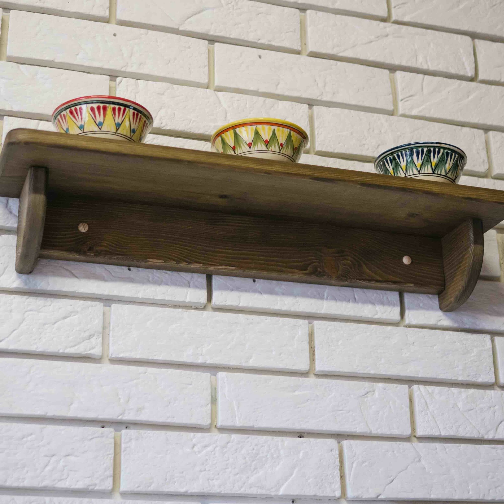 Полка на кухню SKANDY WALNUT 600 /деревянная полка/полка для ванной/полка для сауны