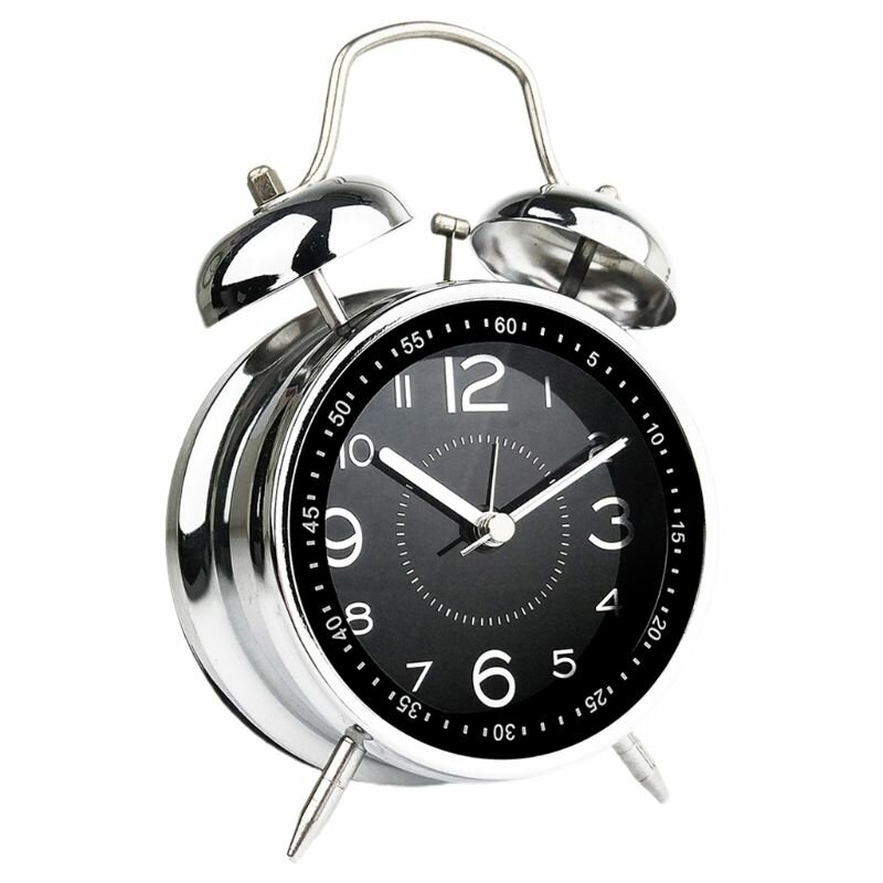 Круглый 4-дюймовый будильник в стиле ретро с двойным звонком, механический таймер для комнаты, настольный компьютер