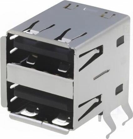 Разъем ADAM USB-A-D-RA Гнездо USB A THT угловой 90 град. USB 2.0 позолота 1шт