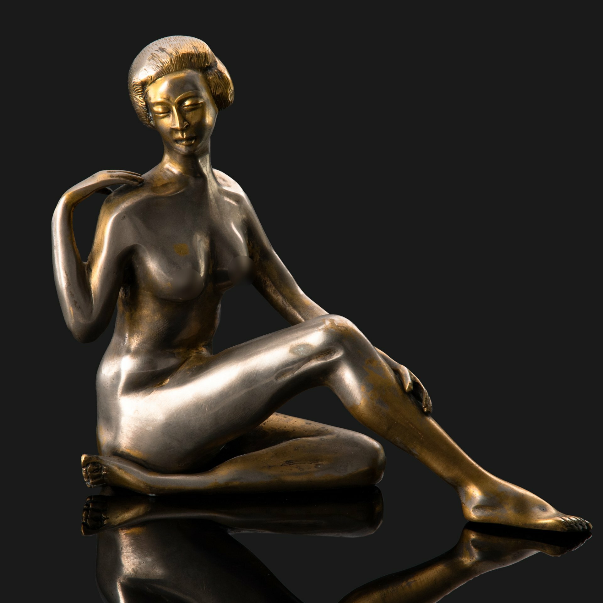 Статуэтка "Обнаженная", металл, литье, бронзирование, Европа, 1930-1950 гг.