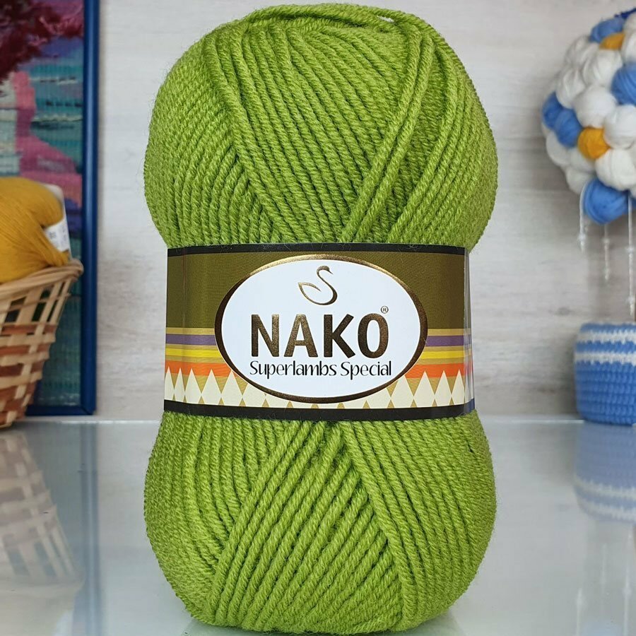 Пряжа Nako SUPERLAMBS SPECIAL 23107 аспарагус (5 мотков)