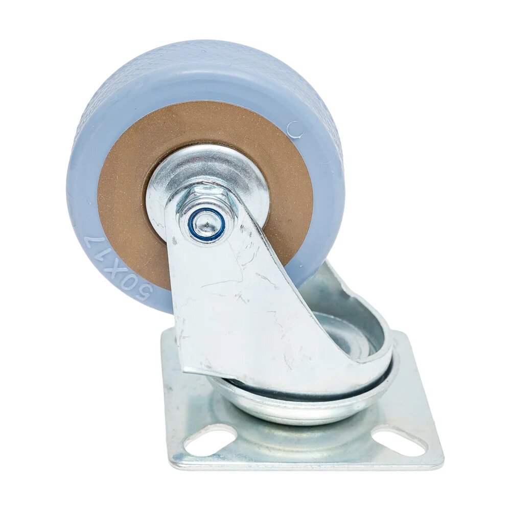 Колесная опора Tech-Krep поворотная D50 п/п, серая резина, подшипник скольжения, площадка - накладка 151206