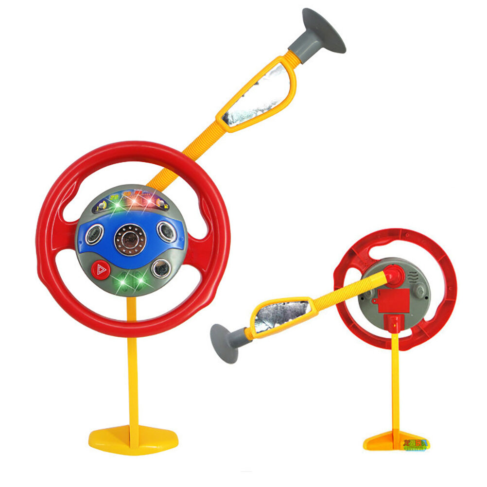 Детский электронный руль для автомобиля, забавная игрушка для вождения на заднем сиденье, вращение на 360 градусов, регулируемая скорость, красочные светодиодные фонари