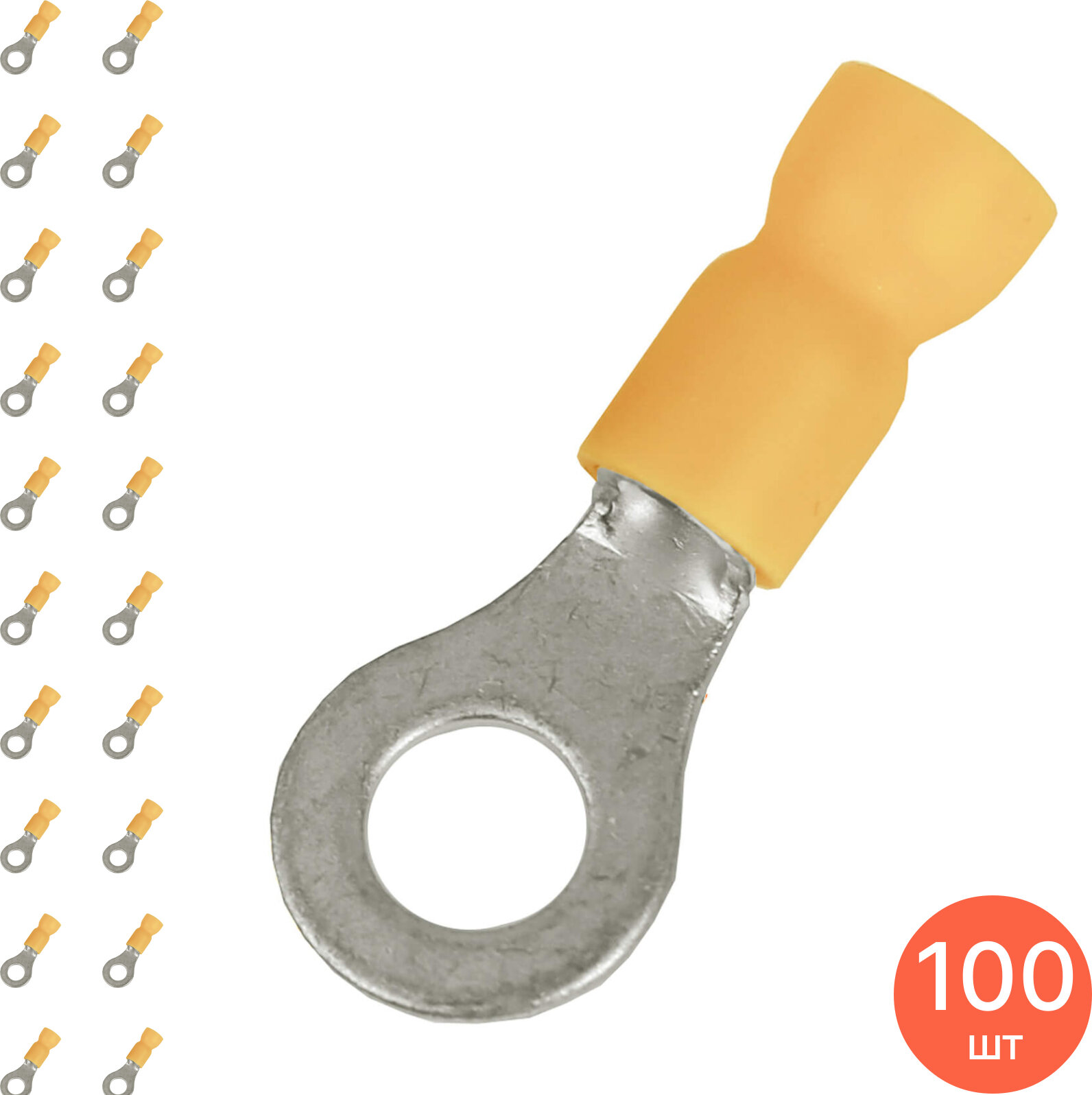 Кабельный наконечник DKC / ДКС НКИ 2.5-6мм2 с отверстием под винт и изолированным фланцем ПВХ, с легким вводом жилы, М12, 2C12P-EE-PVC, 1шт. (комплект из 100 шт)