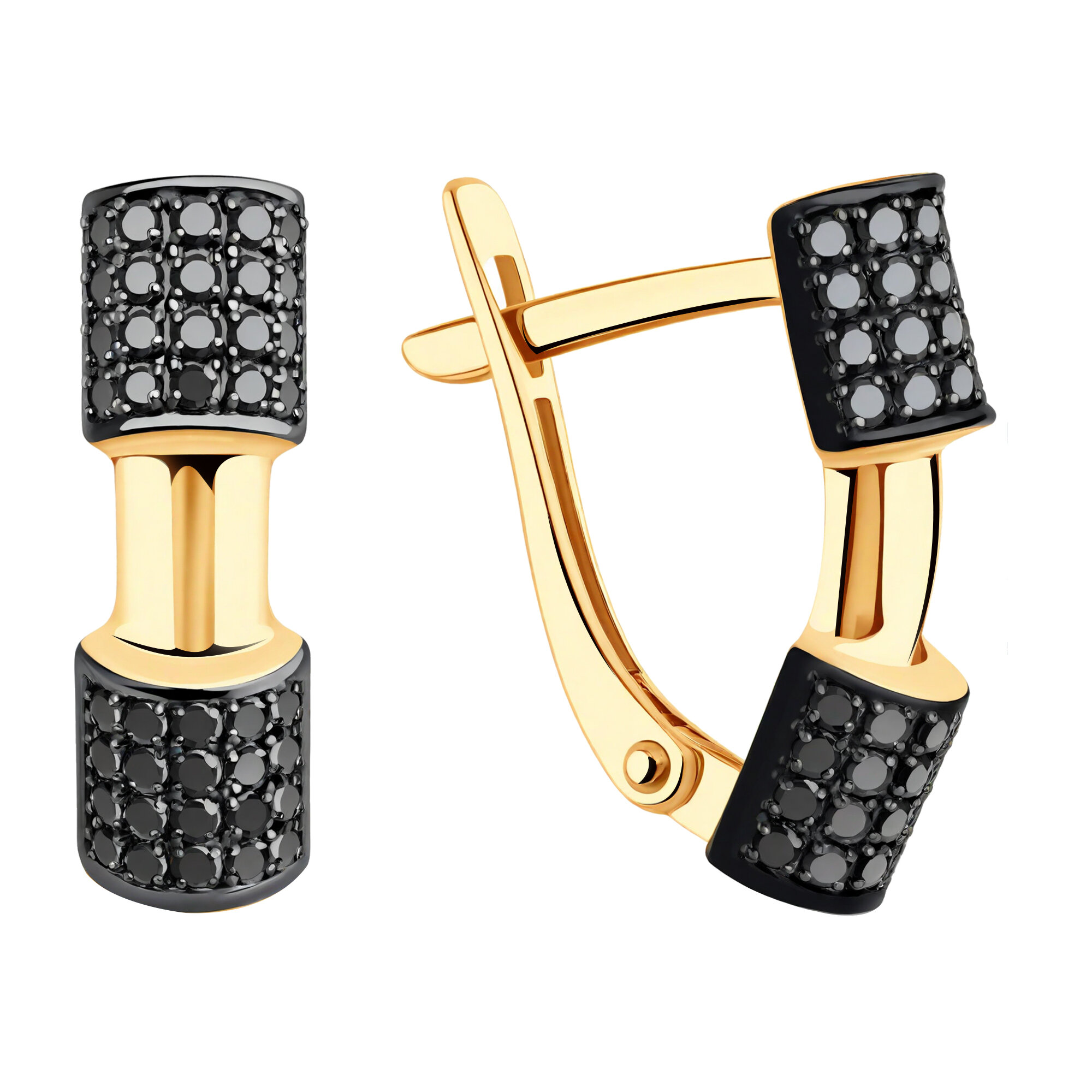 Серьги, красное золото, 585 проба, фианит