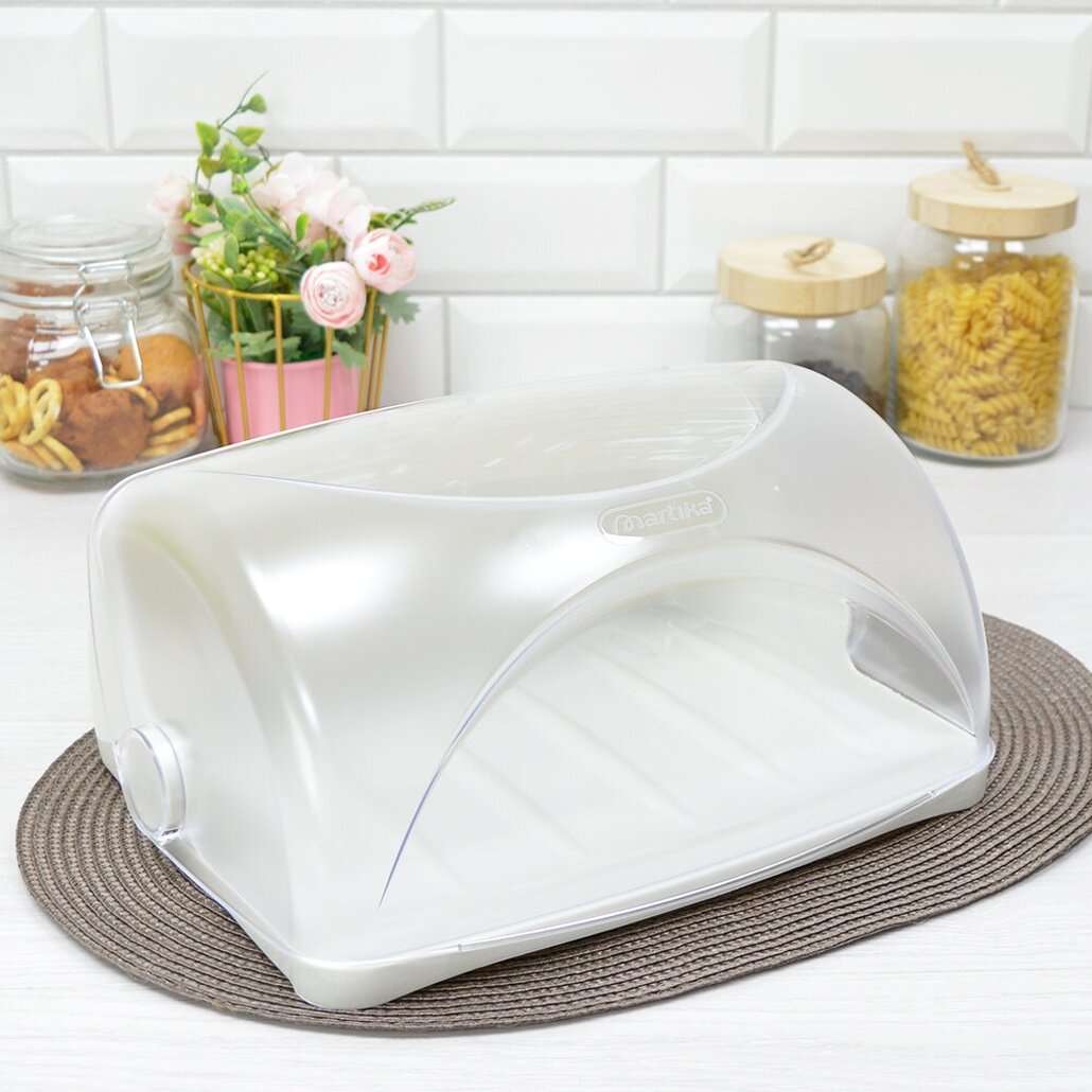 Хлебница 'Грана' пластиковая, 29х21х12см, серая, для свежести хлеба