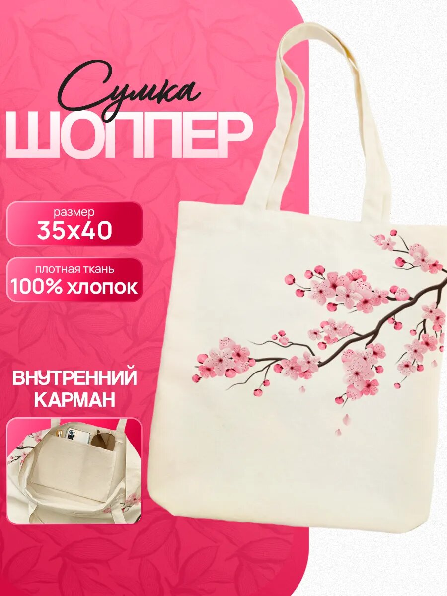 Сумка шоппер Япония_Сакура_1_35х40_шопперДВУНИТКА_БТ