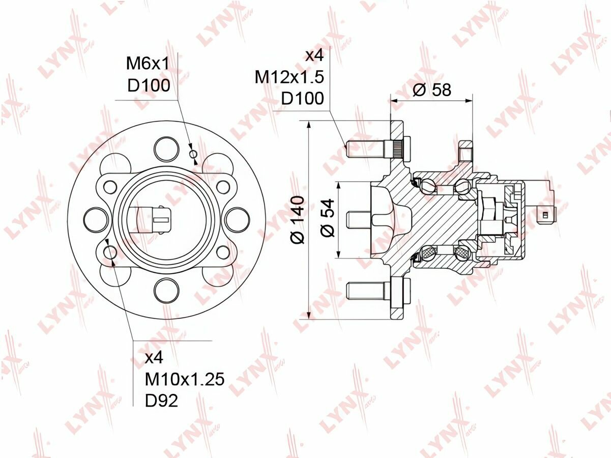 Ступица задняя, для Хендай Акцент 3, Гетц, i20 1, КИА Пиканто 1, Рио 2 арт WH1241 LYNXAUTO
