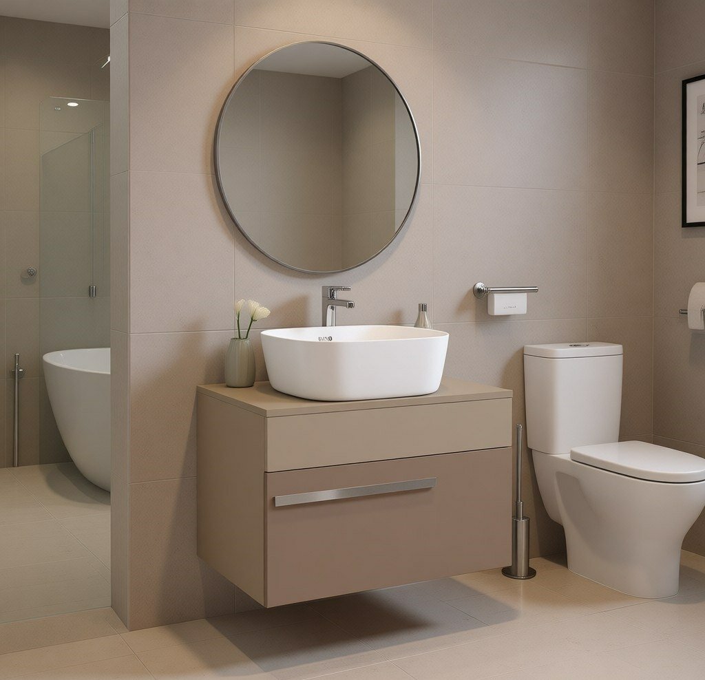 Мебель для ванной Вудлайн 65, розовый-бежевый, раковина Bella, зеркало D65