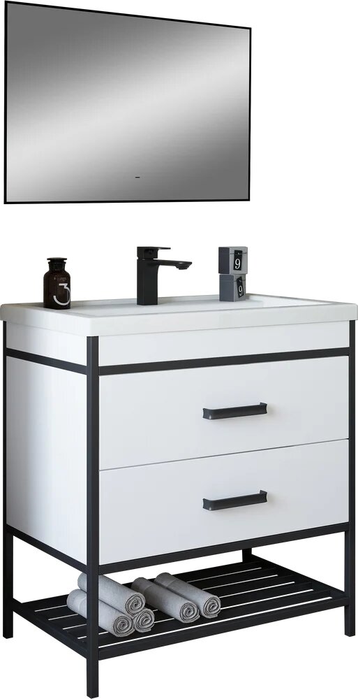 Мебель для ванной комнаты Sanflor Норд 80 с раковиной Como, зеркало DIWO Элиста