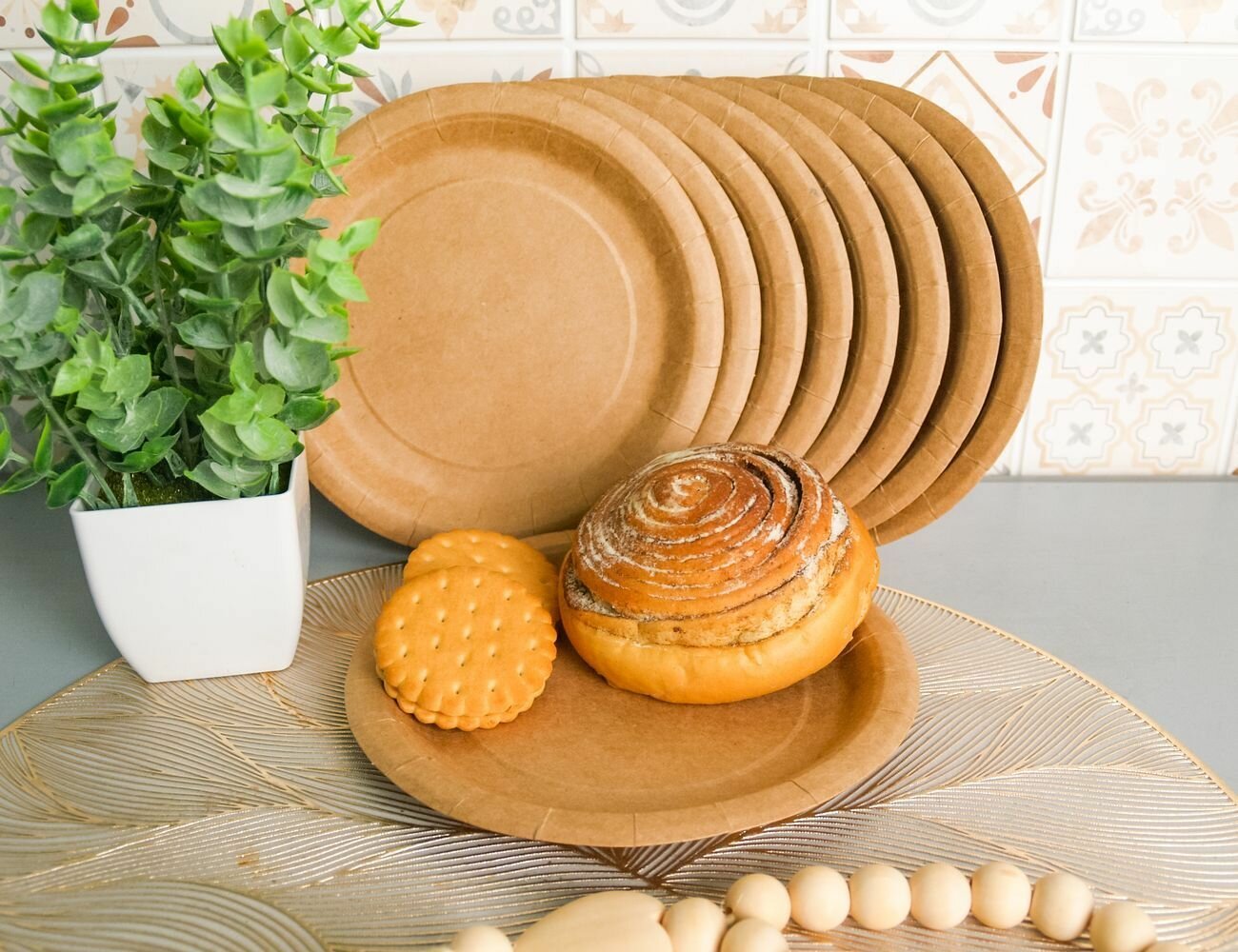 Набор одноразовых тарелок бирчвуд, бумага, 23 см, 10 шт, Koopman International 170455370