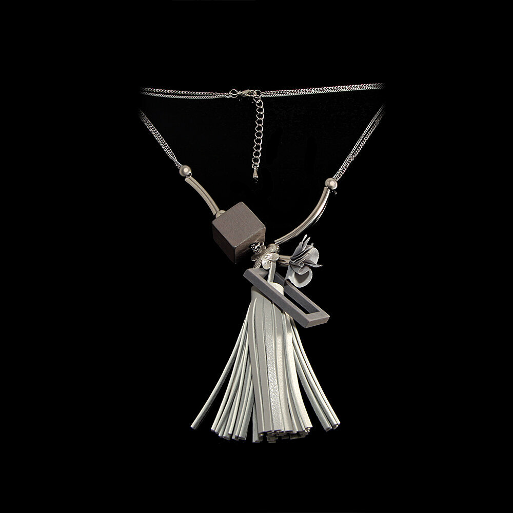 Колье, дерево, кожа