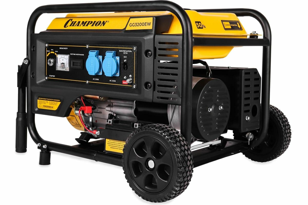 Бензиновый генератор Champion GG3200EW 3.5 кВт, 14.5 А, 15 л, электростартер