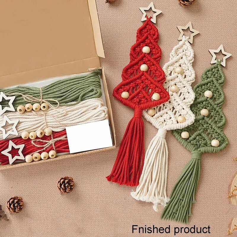 Набор макраме для макраме рождественской елки 3 шт, стартовый набор для рукоделия рождественской елки для взрослых и детей своими руками