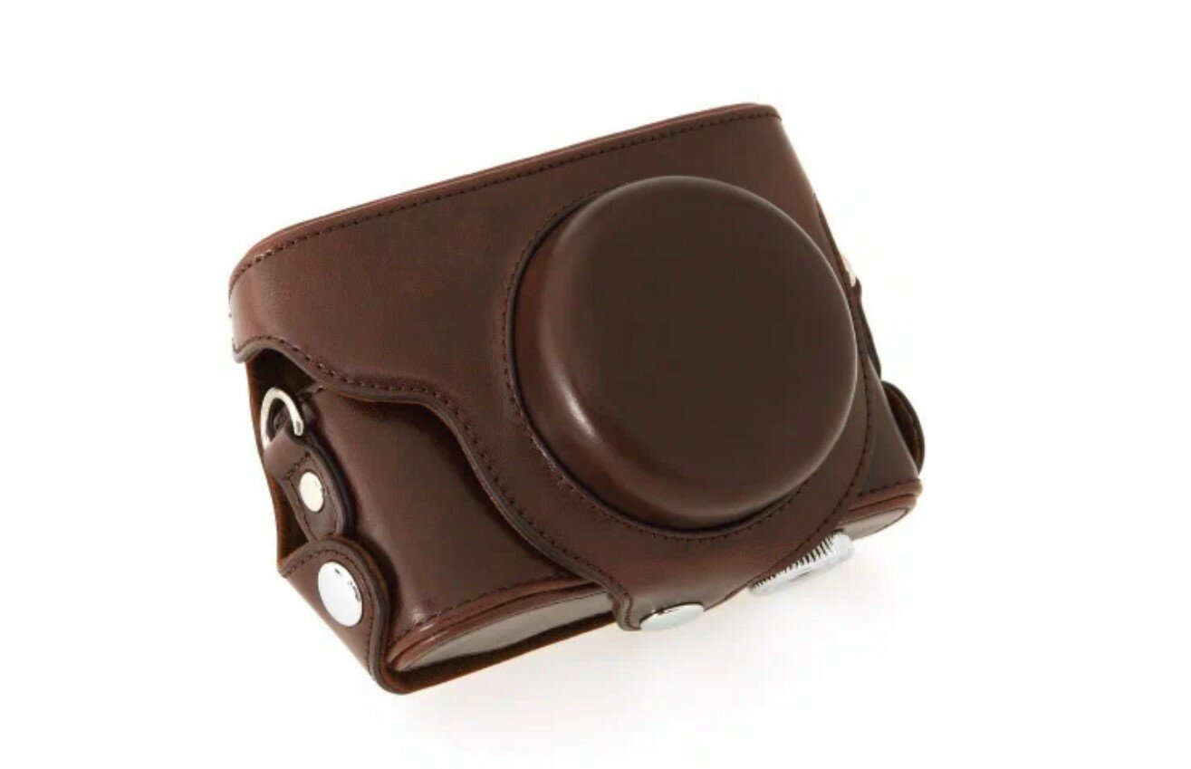 Чехол-футляр MyPads, для Panasonic Lumix LX7, противоударный, из кожи, темно-коричневый