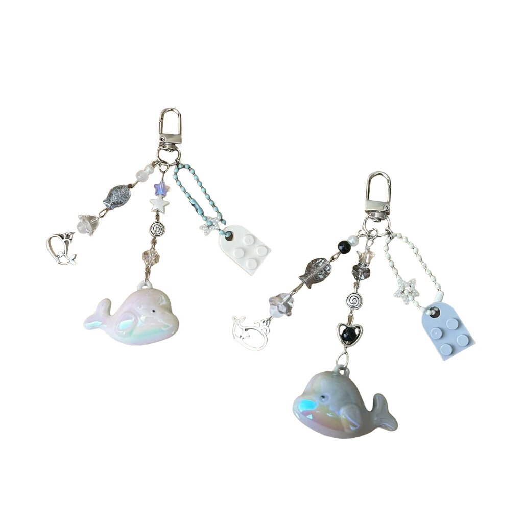 Ручной работы брелок с бусиной в виде дельфина, милый аксессуар из акрила и сплава, подходящий для молодых женщин и любителей моды