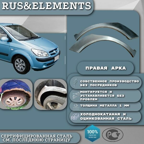 Правая арка для автомобиля Hyundai Getz 2002-2011г. (Хендай Гетс) холоднокатаная сталь 1 мм