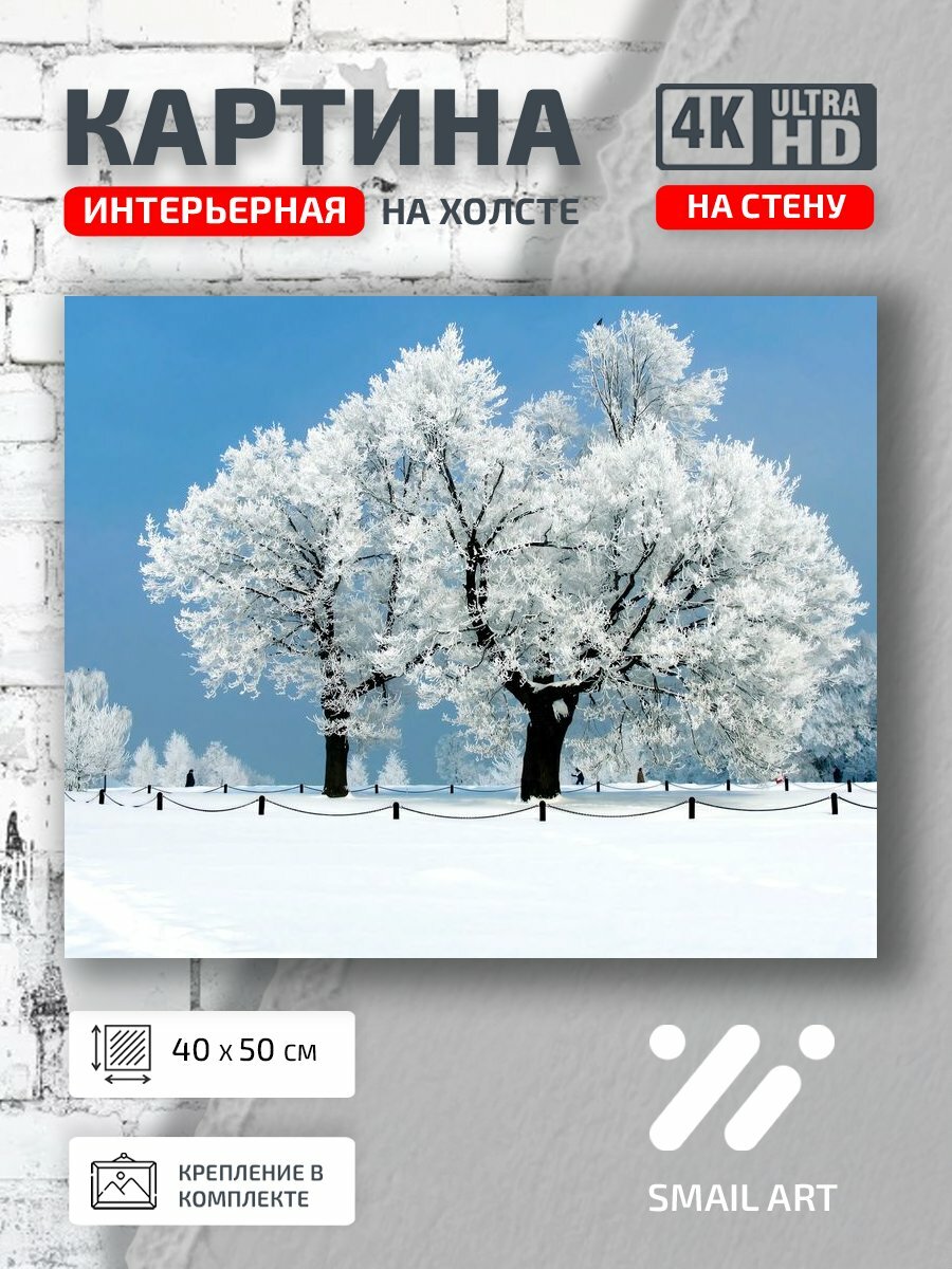 Картина на холсте интерьерная 40 на 50 на стену Снег Landscape для офиса пейзаж интерьер