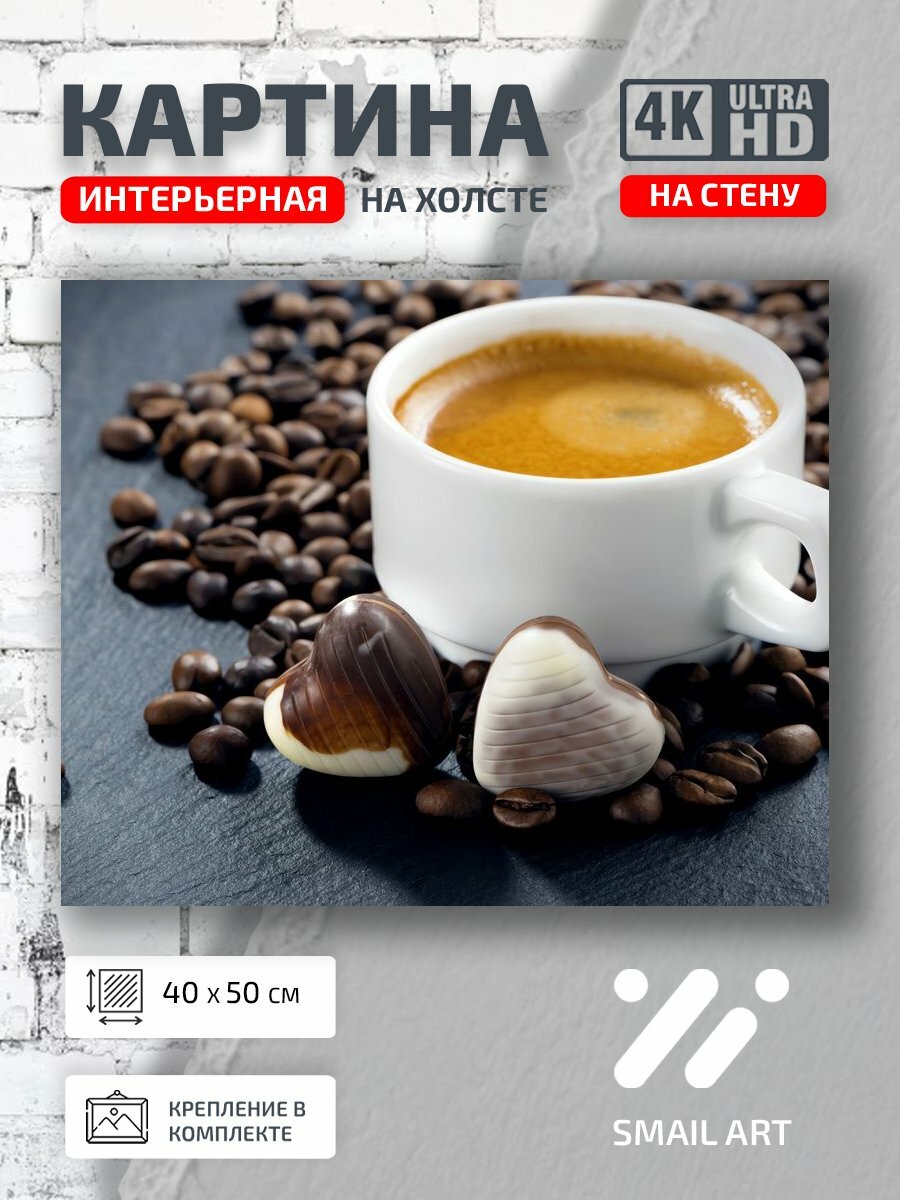 Картина на холсте интерьерная 40 на 50 на стену Конфеты Food для студии кулинария интерьер