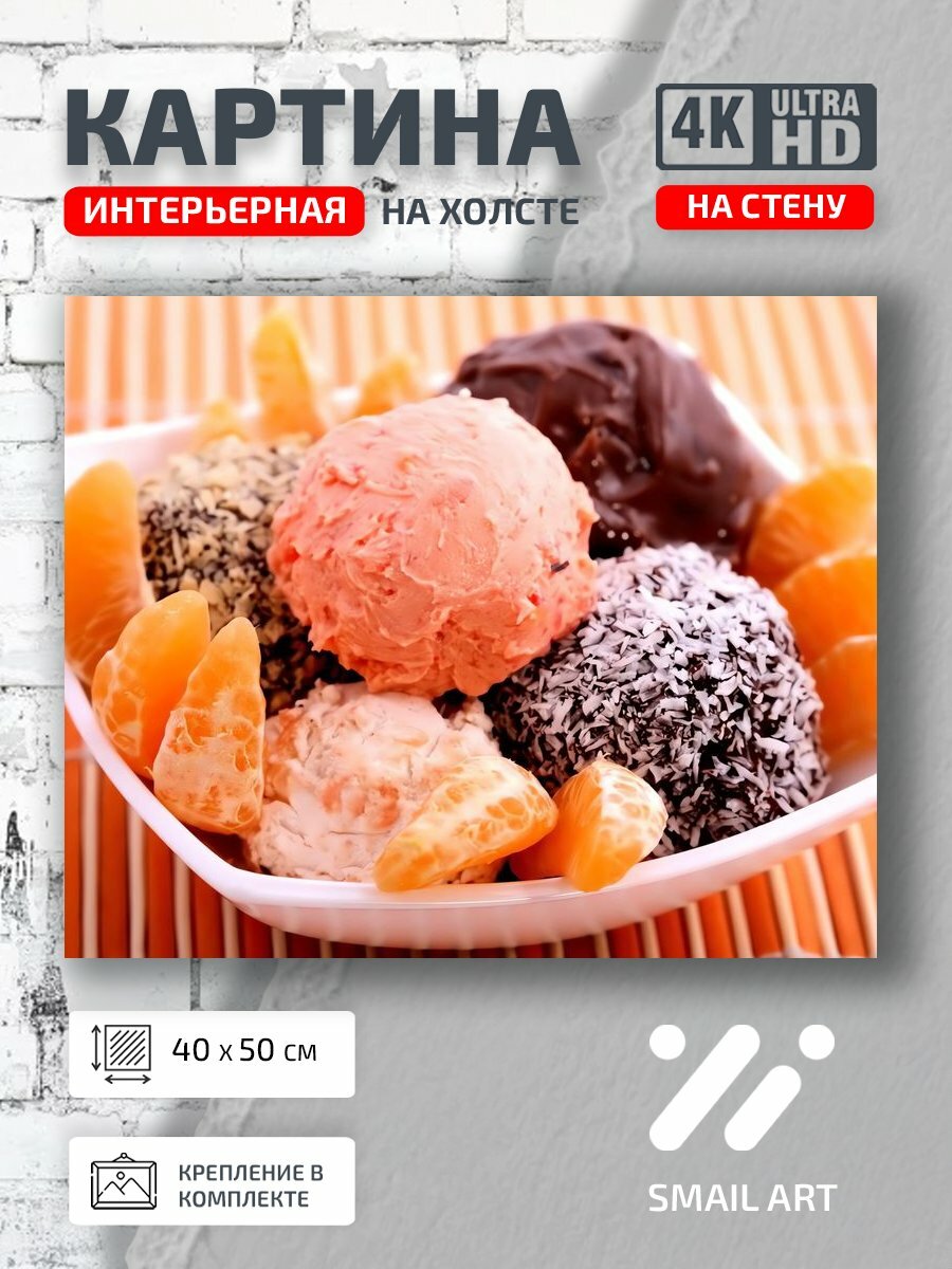 Картина на холсте интерьерная 40 на 50 на стену Мандарины Food для офиса кулинария интерьер