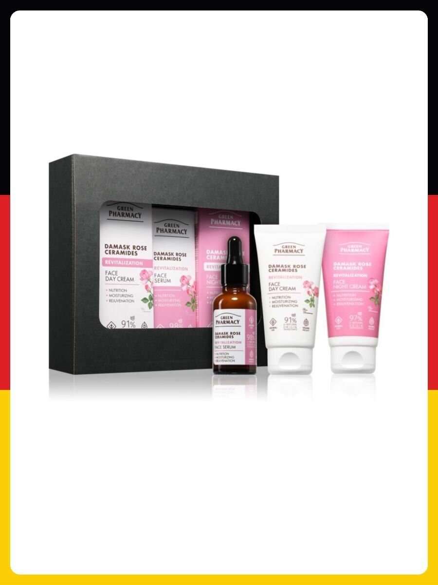 Набор уходовой косметики Green Pharmacy Damask Rose & Ceramides Gift set for perfect skin