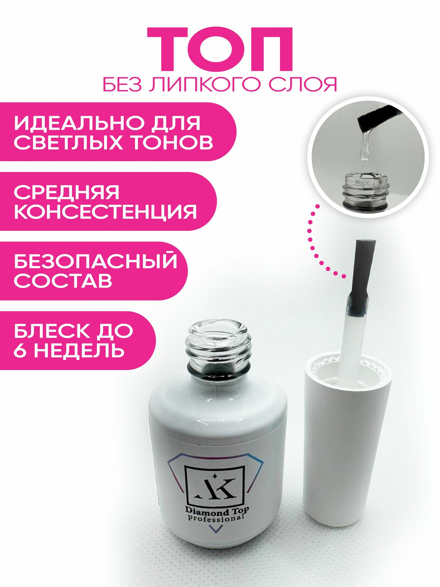 KristAlex Топ для маникюра и педикюра Diamond Top 15 мл