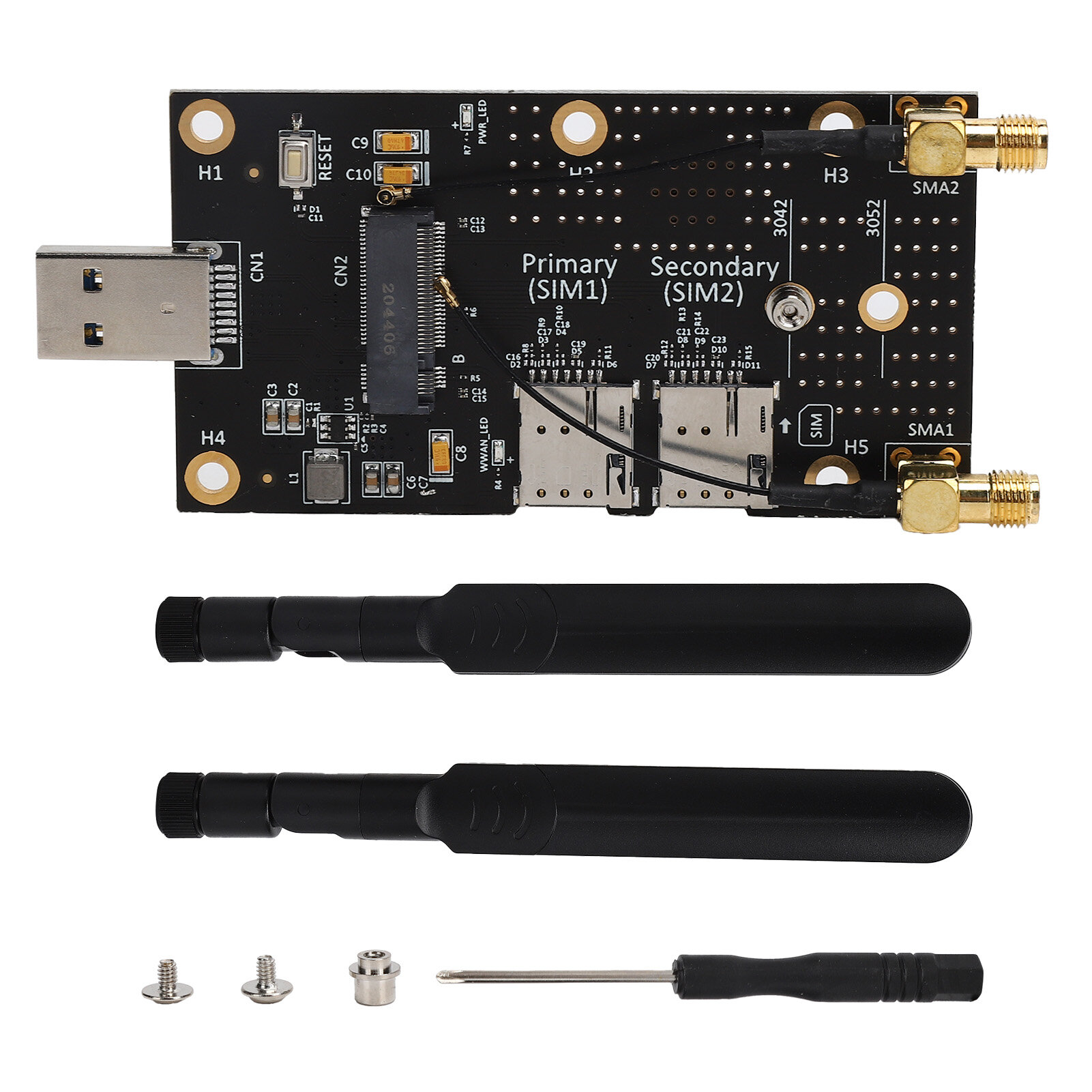 Адаптер NGFF (M.2) to USB 3.0, слот SIM и антенный разъем, для модулей 3G/4G/5G