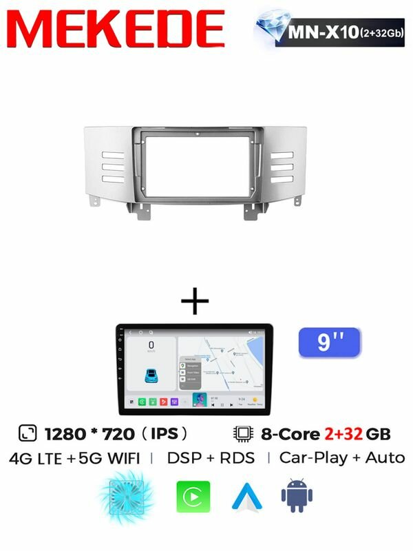 Магнитола 9" Mekede MN X10 Pro 2/32 Gb Toyota Mark X 1 X120 2004-2009 Правый руль carplay