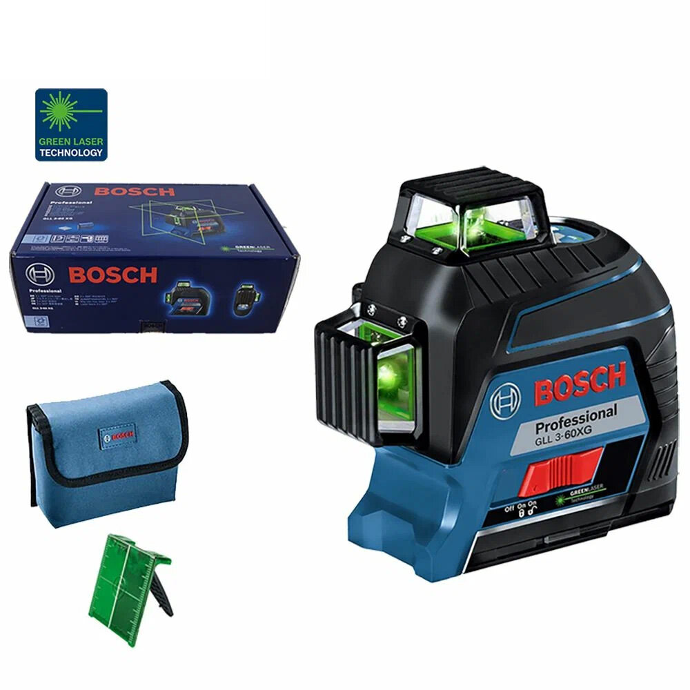 Лазерный уровень GLL3-60XG, 12 линий, зеленый луч, 30М, 0.3мм/м