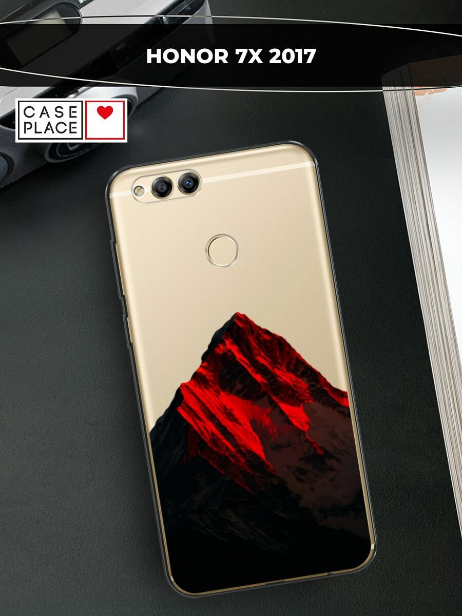 Чехол на Honor 7X / Хонор 7Х с принтом Красная гора 2, прозрачный