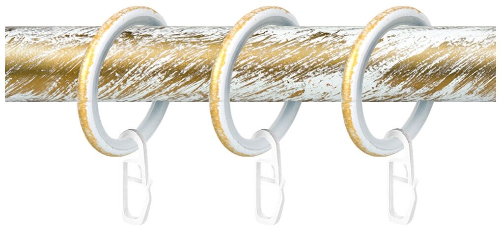 Кольцо с крючком OLEXDECO пластиковой вставкой 19 мм, Белое золото ампир