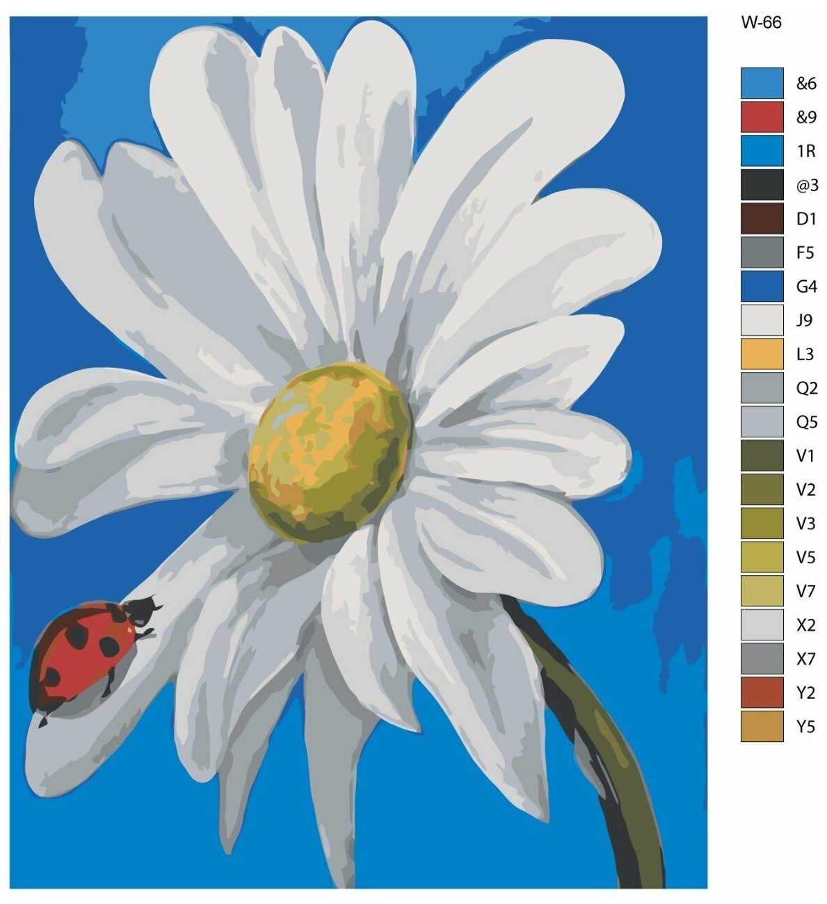 Картина по номерам W-66 "Божья коровка и ромашка" 40х50