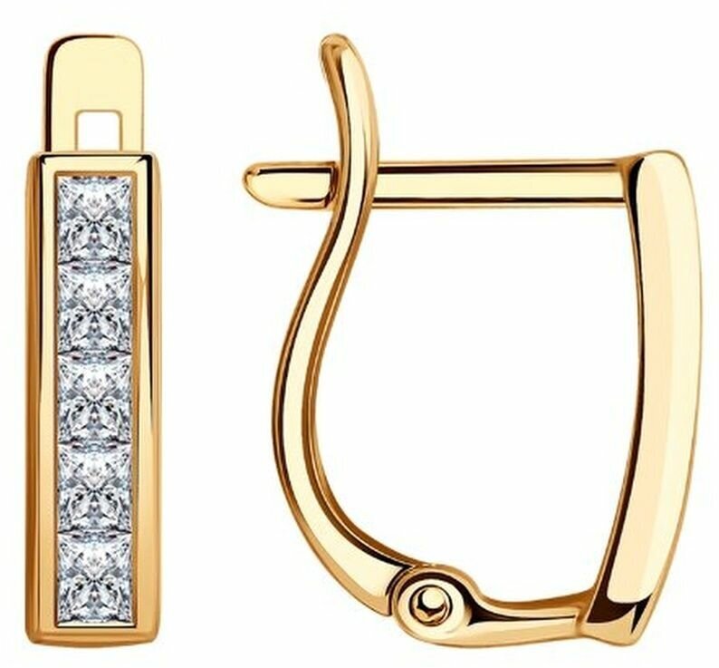 Серьги, красное золото, 375 проба, фианит