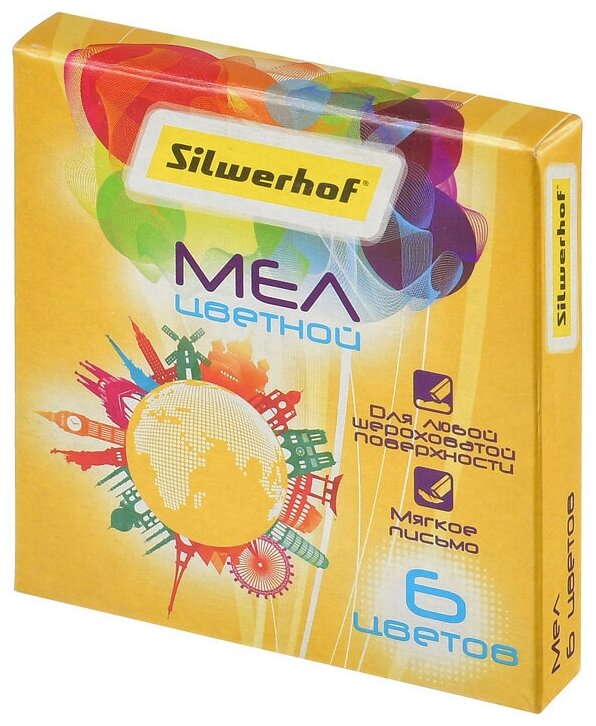 Мел цветной Silwerhof 882086-06 Солнечная коллекция 6цв. картон. коробка