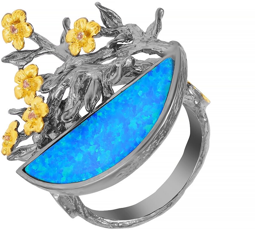 Кольцо, серебро, 925 проба, аметист, опал