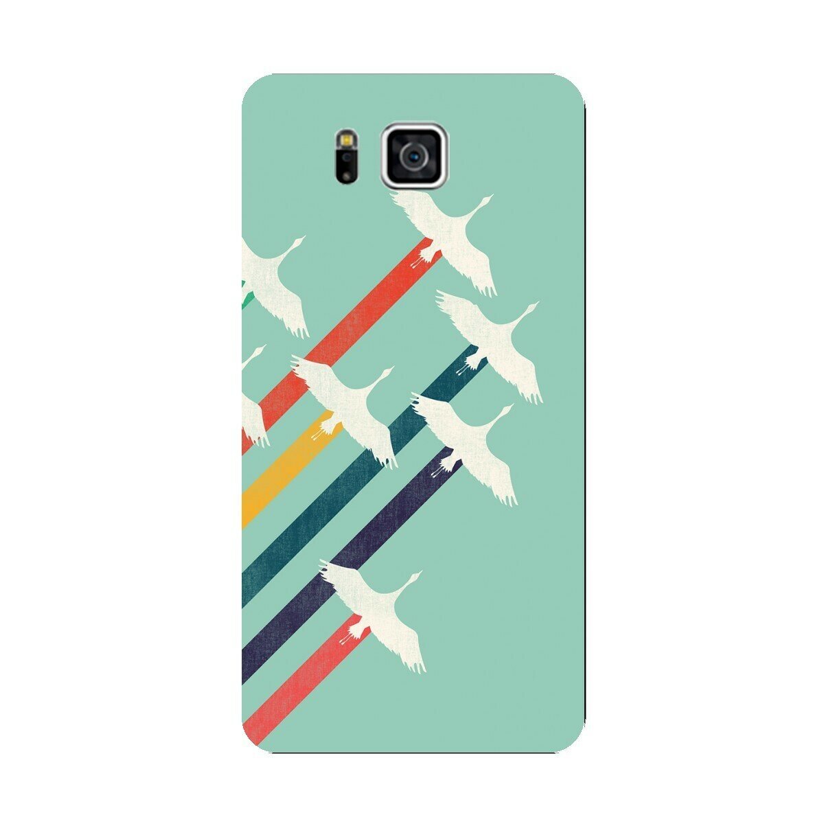 Чехол для Samsung Galaxy Alpha/G850 с принтом "Полет лебедей", Силикон 3D, черный