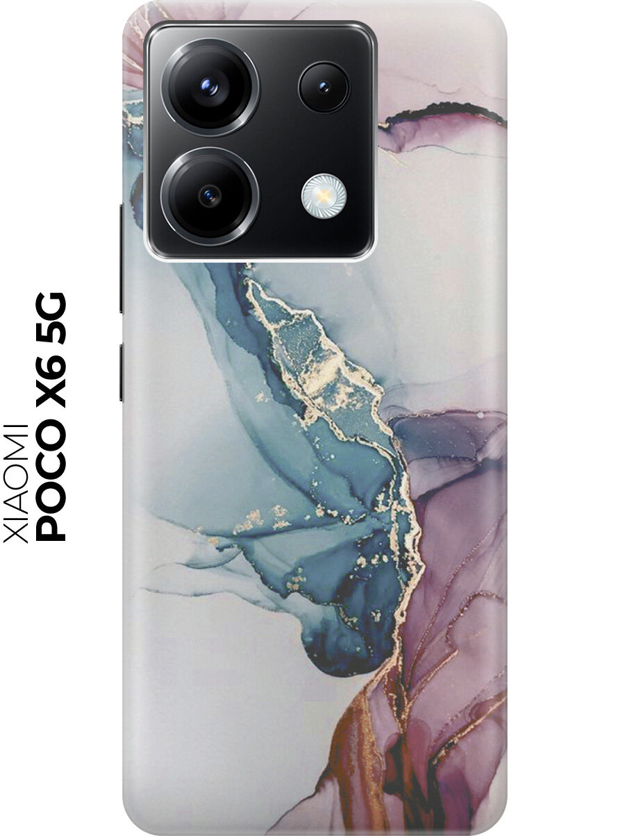 Силиконовый чехол на Xiaomi Redmi Note 13 Pro 5G / Poco X6 5G / Сяоми Редми Ноут 13 Про 5г / Поко Х6 5г с рисунком "Сине-розовый мрамор"