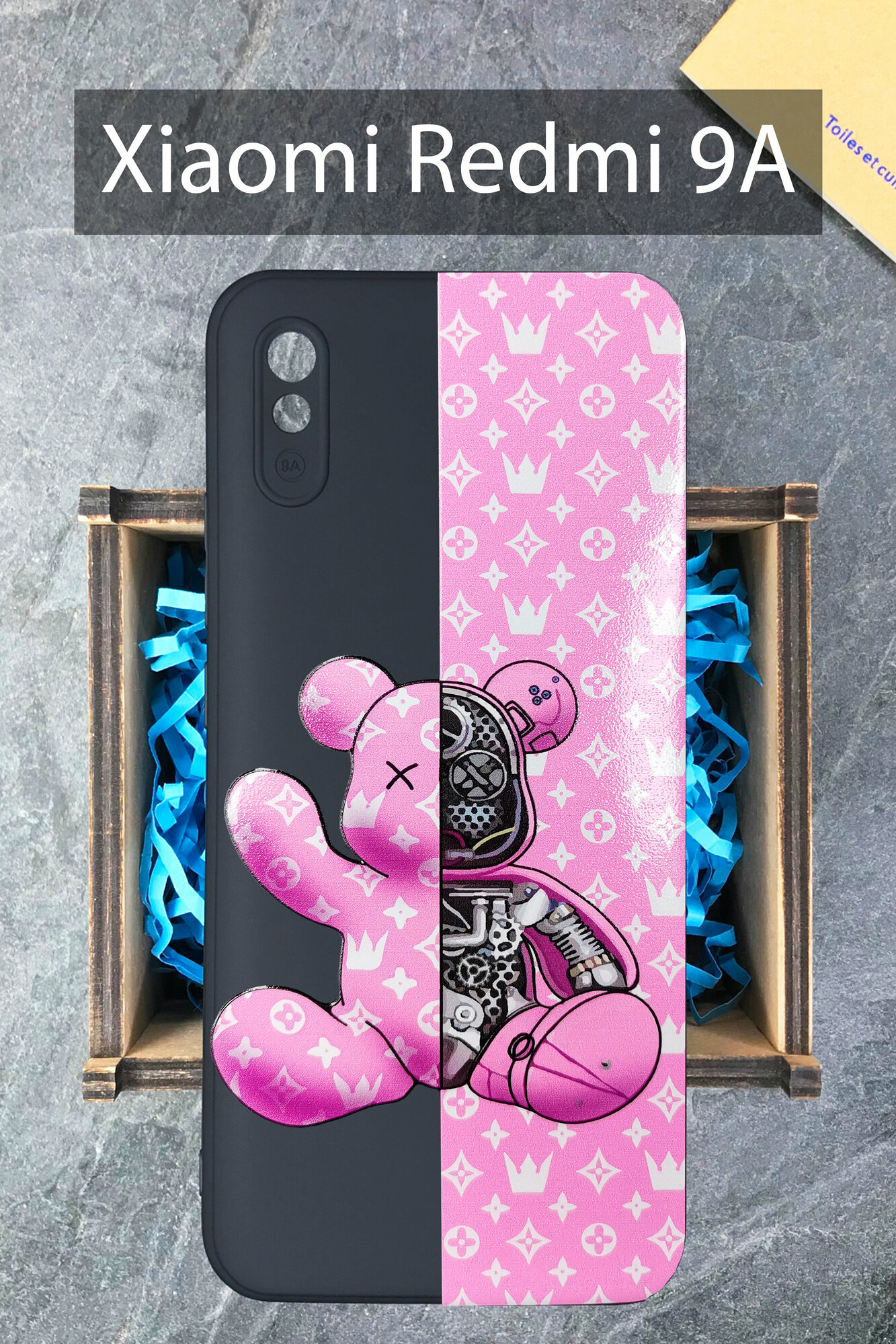 Силиконовый чехол на Xiaomi Redmi 9A с принтом Розовый медведь Редми 9А